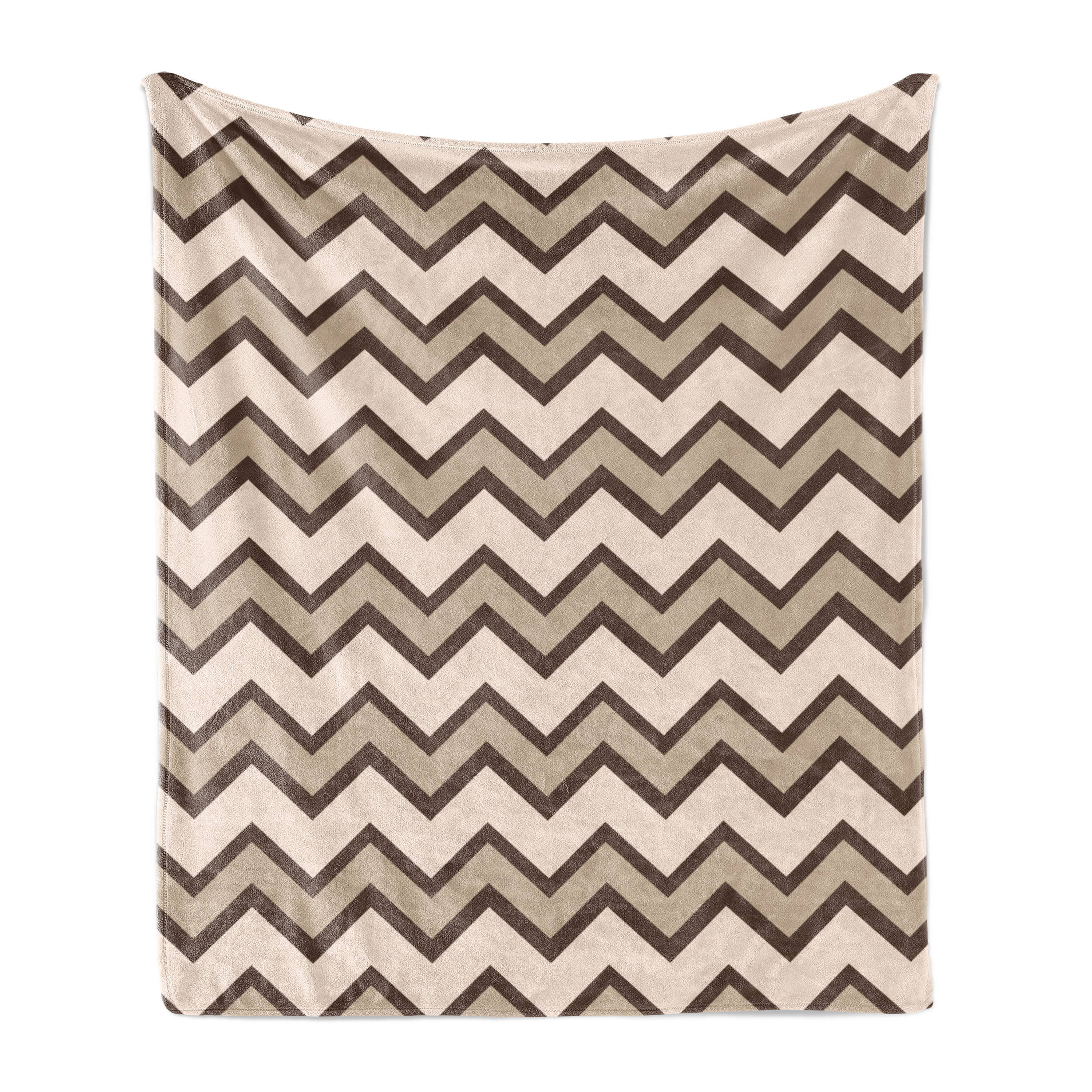 Ambesonne Tan Fleece Throw Blanket Classic Chevron Zigzags Brown and ...