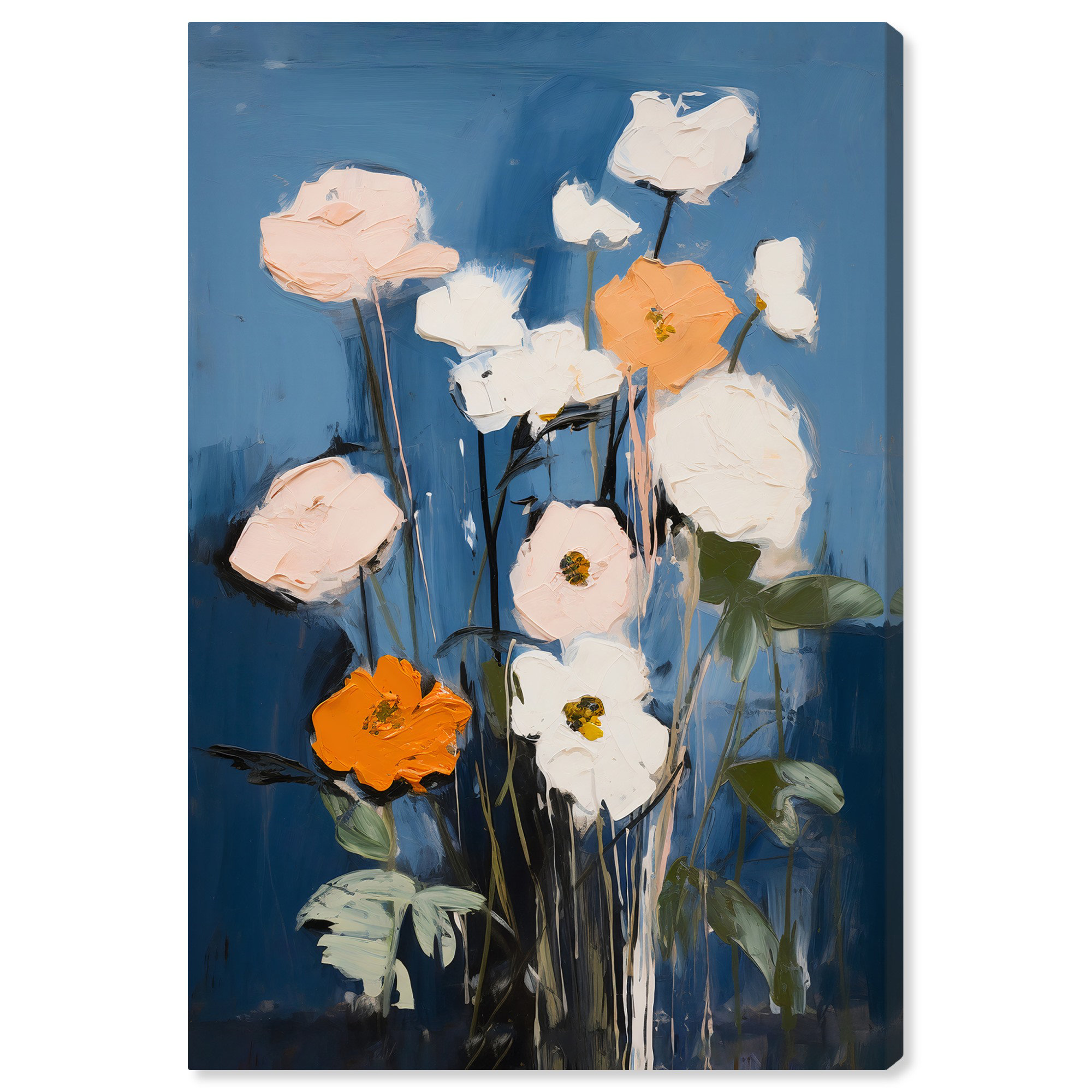 Art Remedy Floral Blues Canvas Blue Floral Abstract Wall Art by Art ...