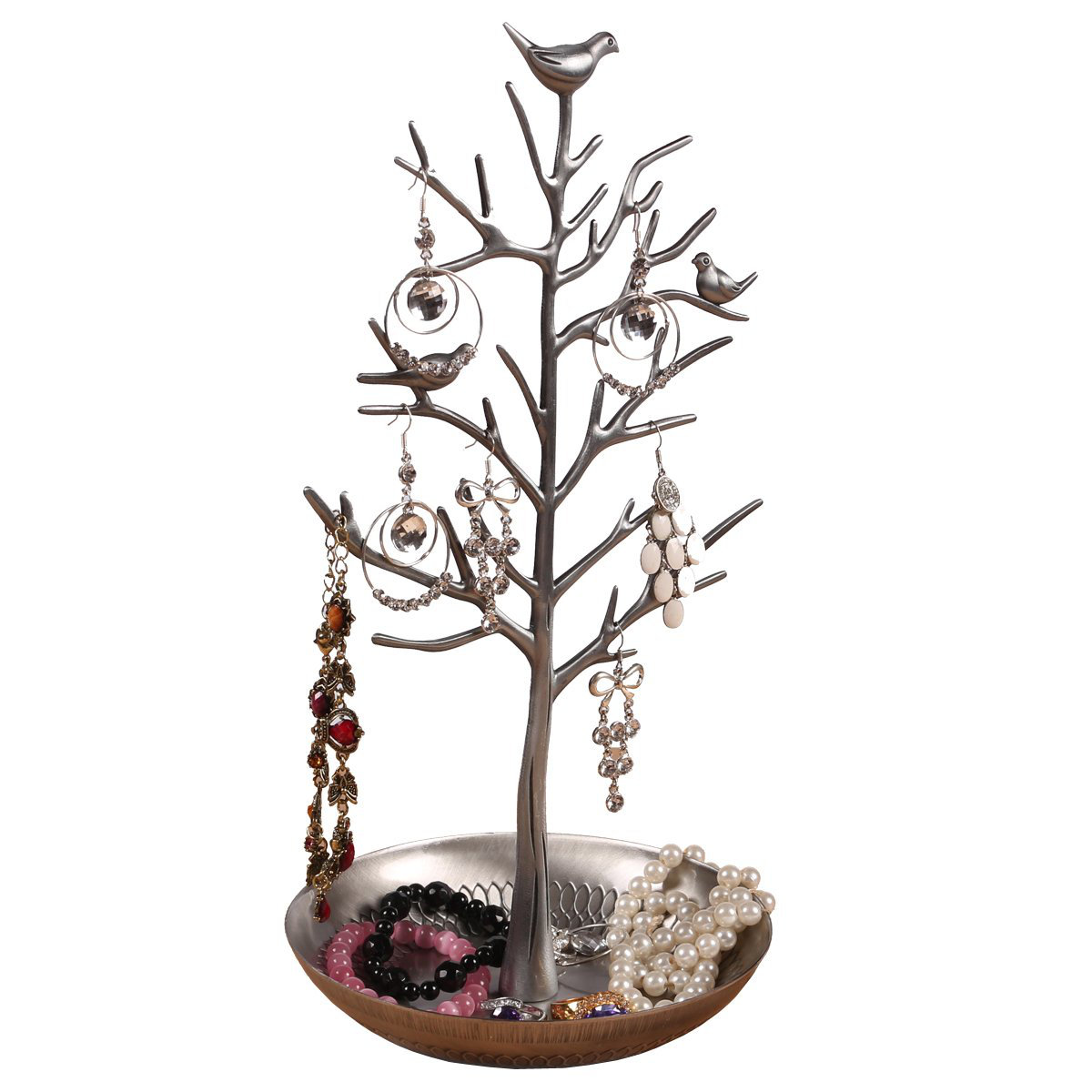 Rosdorf Park Silver Birds Tree Jewelry Stand Display Earring Necklace ...