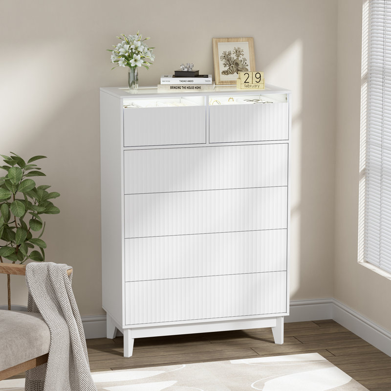 George Oliver Fluted Drawers Dresser, 47.2" Tall Modern Chest Of ...