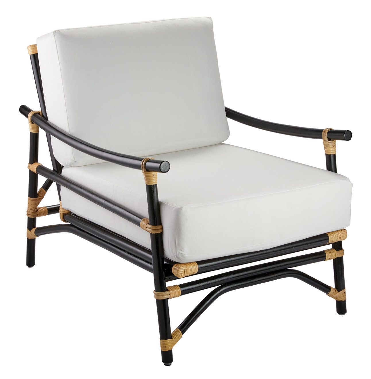 Jamie Young Company Xanadu Lounge Chair In Black & Cream Rattan With ...