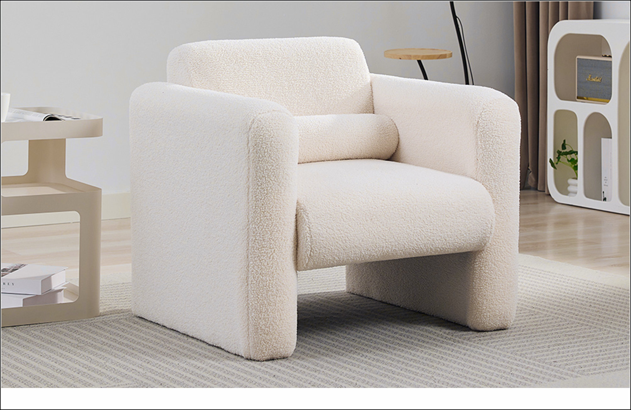 Latitude Run® Modern Accent Chair Lambskin Sherpa Fabric Upholstered Comfy Reading Arm Chair ...