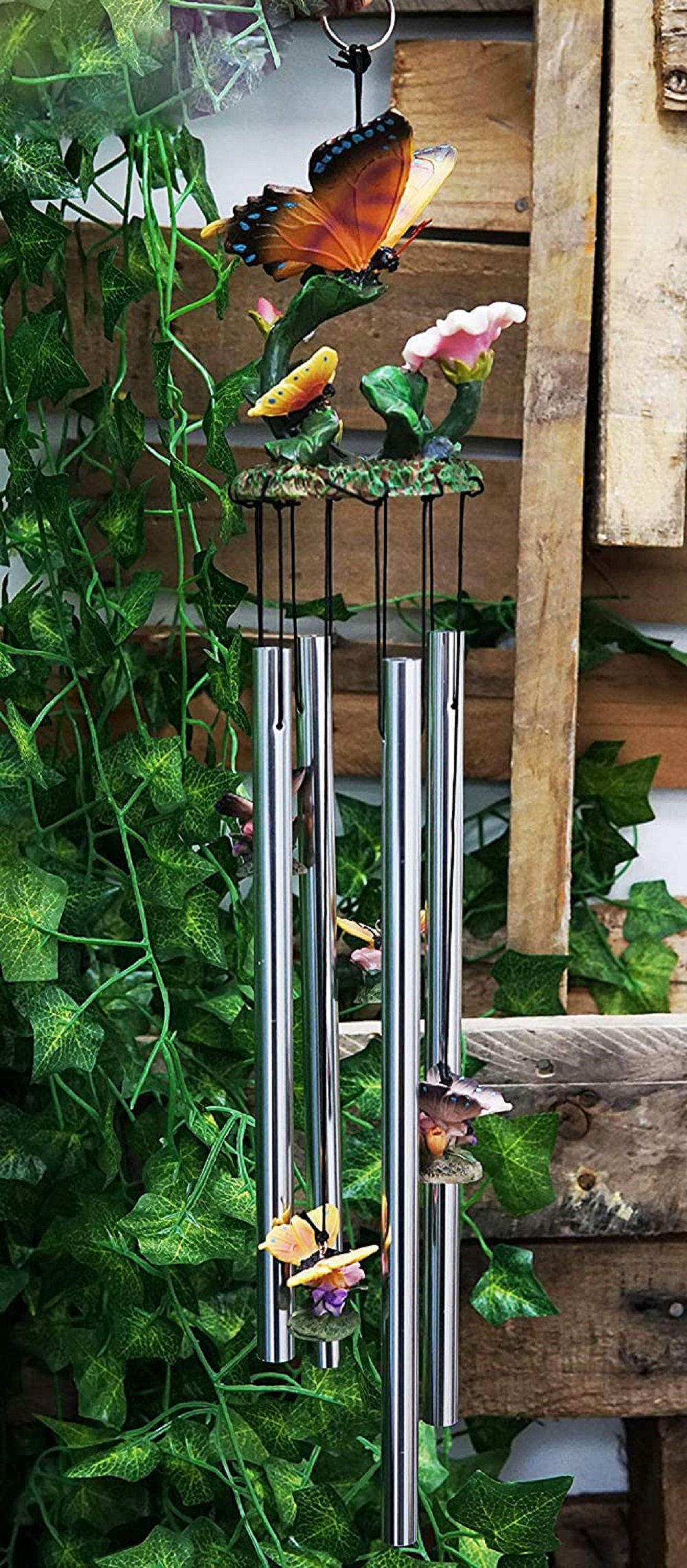 Rosalind Wheeler Afomia Butterflies Wind Chime | Wayfair