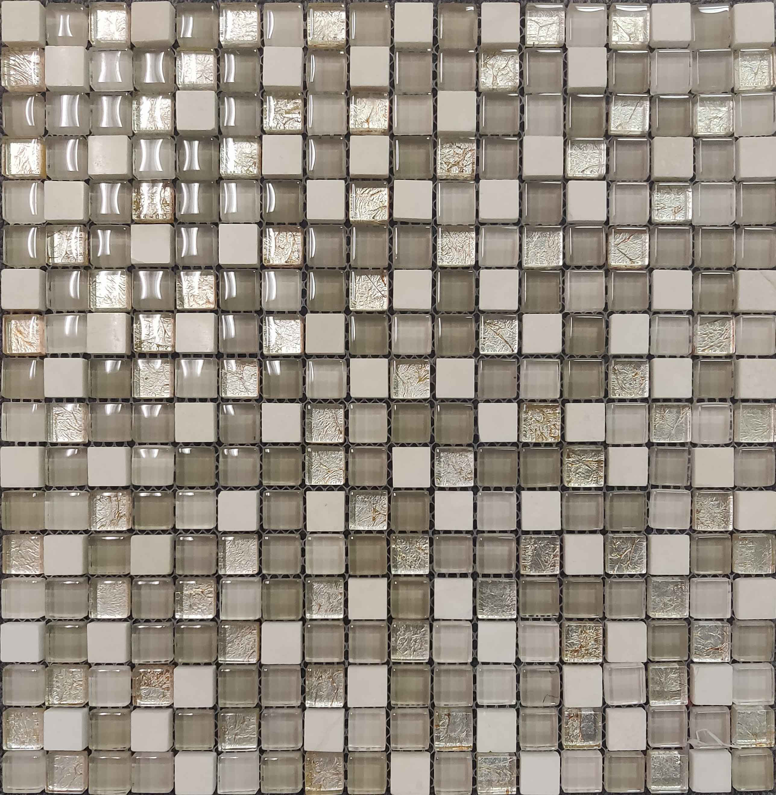 Mango Tile Minimo 12" x 12" Natural Stone/Glass Grid Mosaic Wall ...