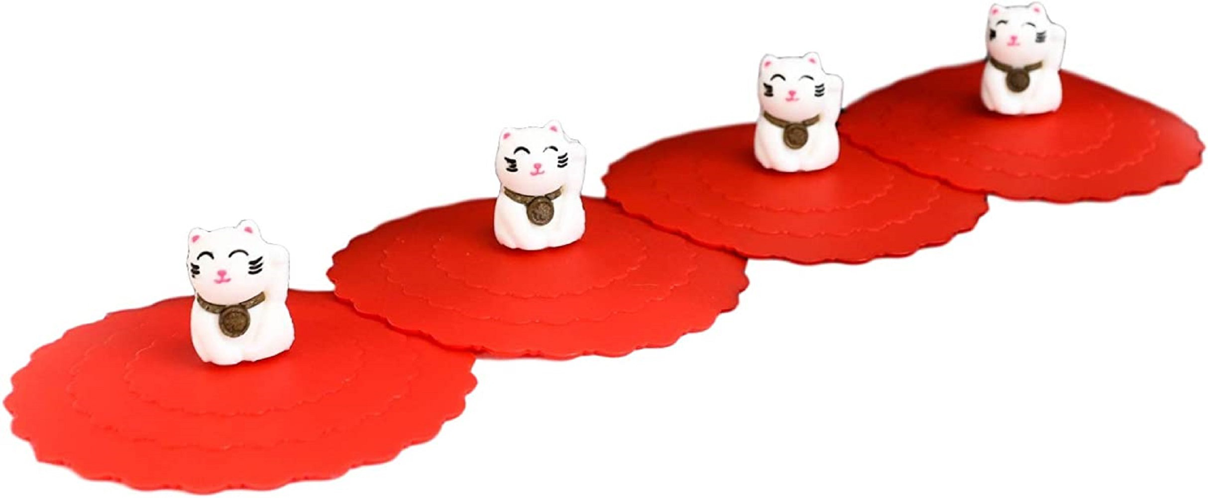 Zoomie Kids Pack Of 4 Whimsical Animal Colourful Silicone Cup Lids ...