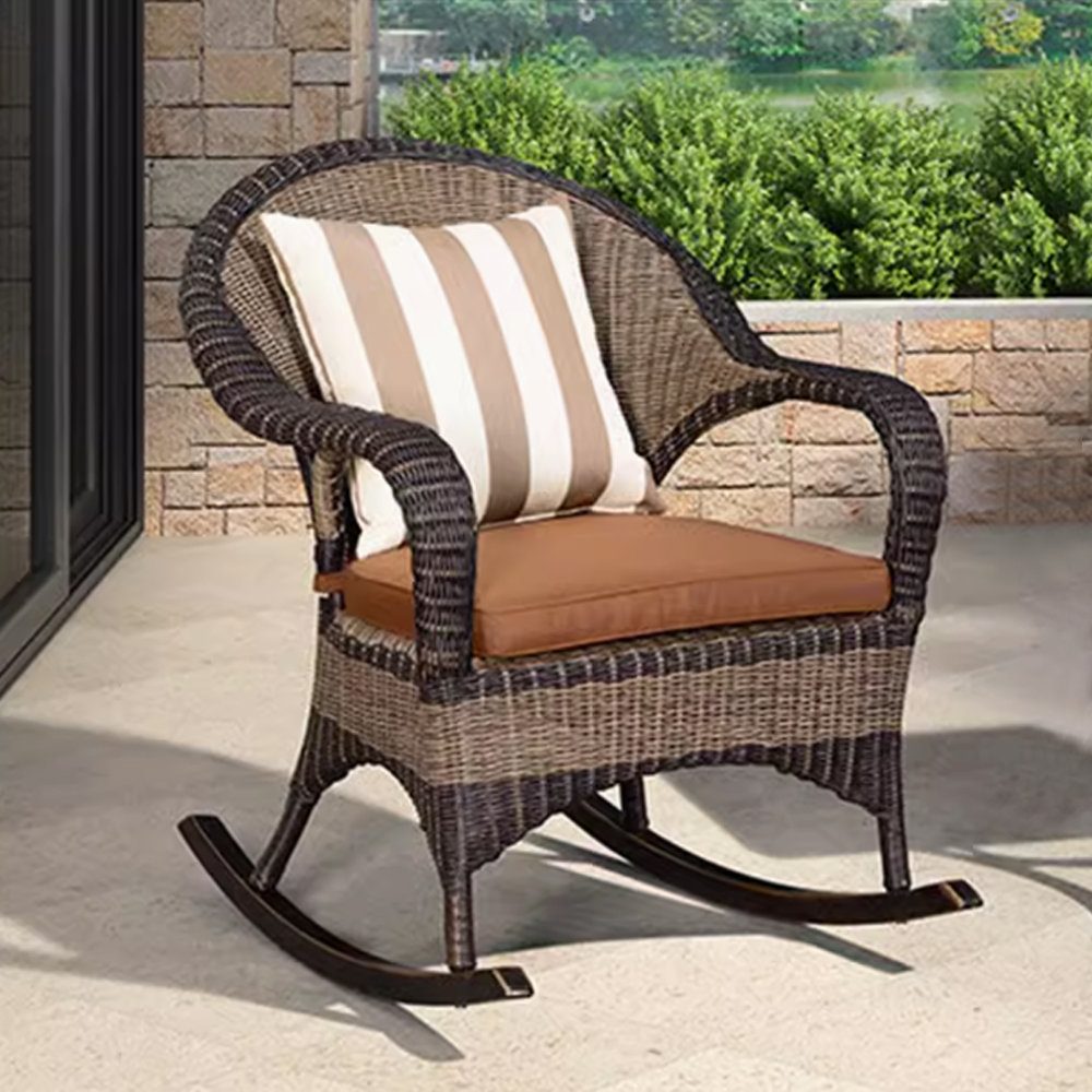 Elegant Home Furnishings.s Outdoor Durable Retro Rattan Sponge Rocking ...