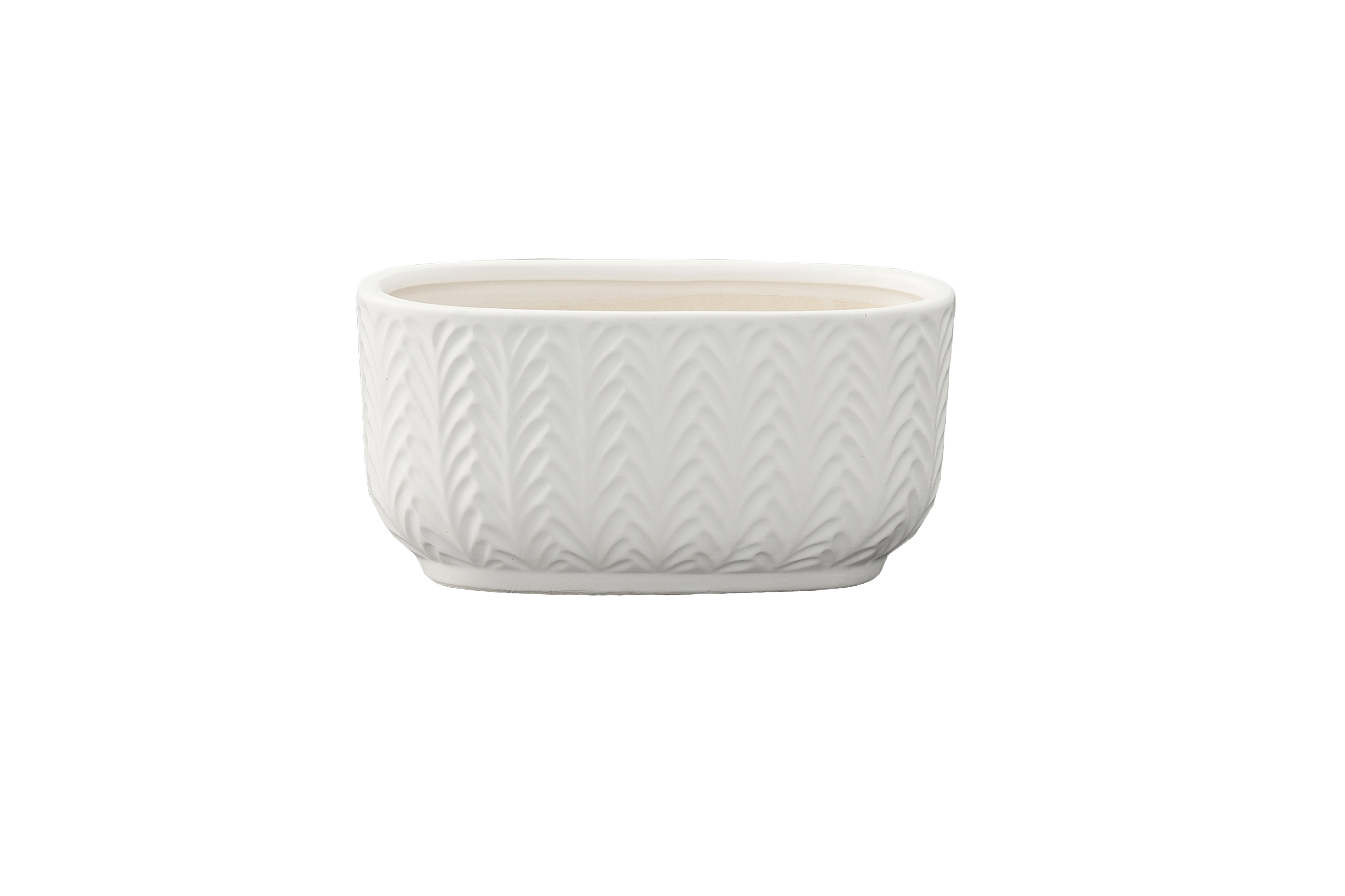 Hokku Designs Ceramic Low Oval Pot with Embossed Seamless Arrow Column ...