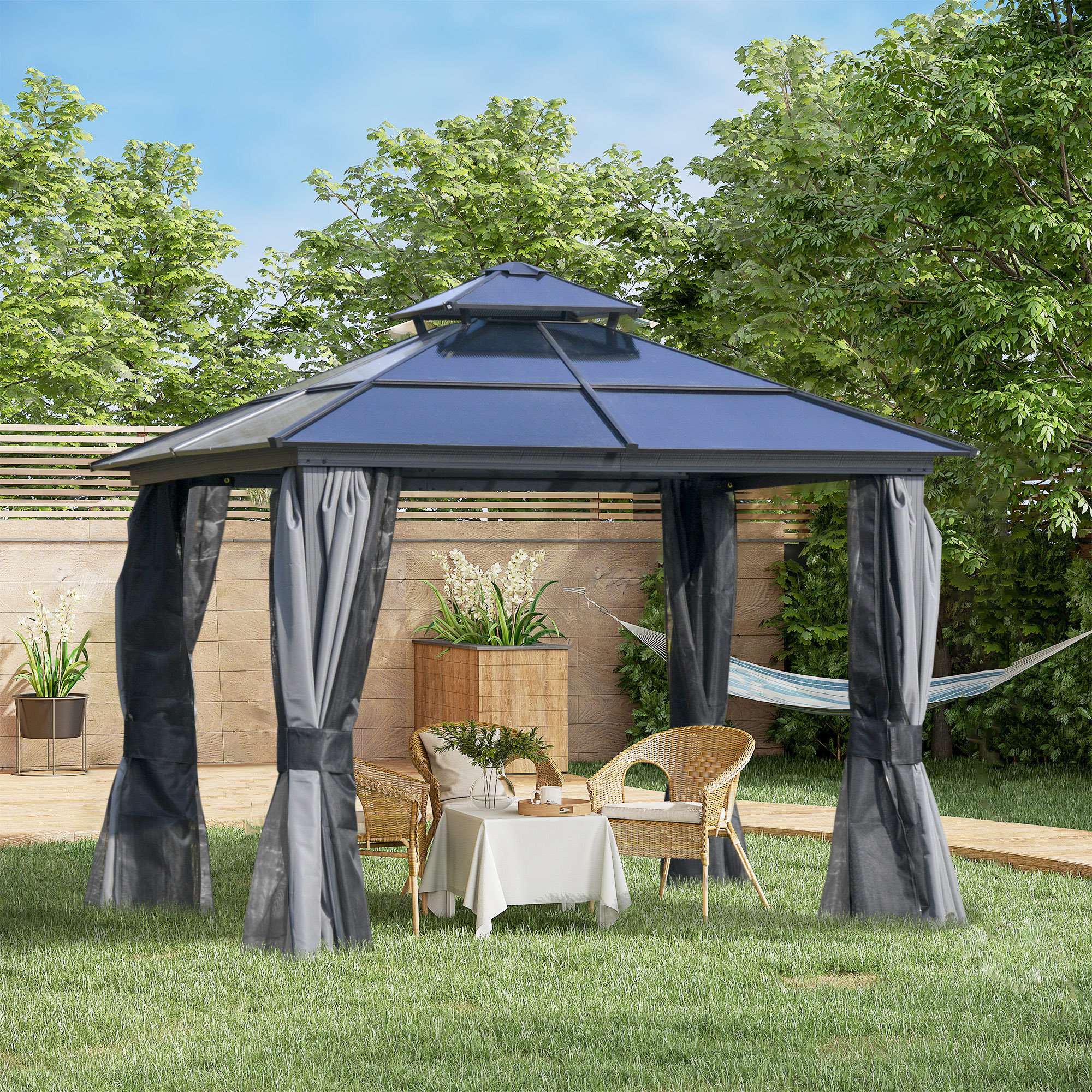 ExpressThrough Auvent pour pavillon de jardin avec toit double en ...