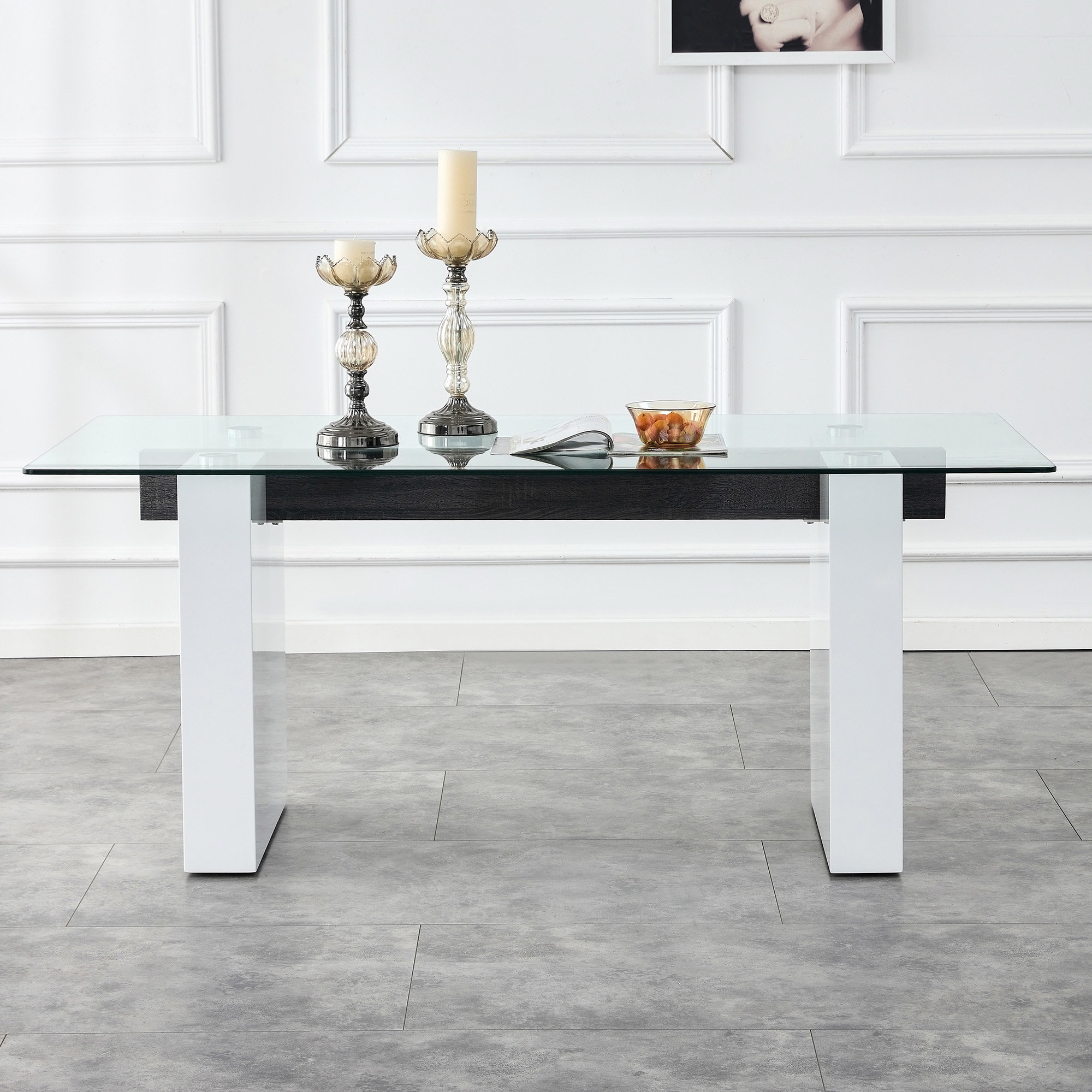 Ivy Bronx Large Modern Rectangular Table With 0.4 Inch Patterned ...