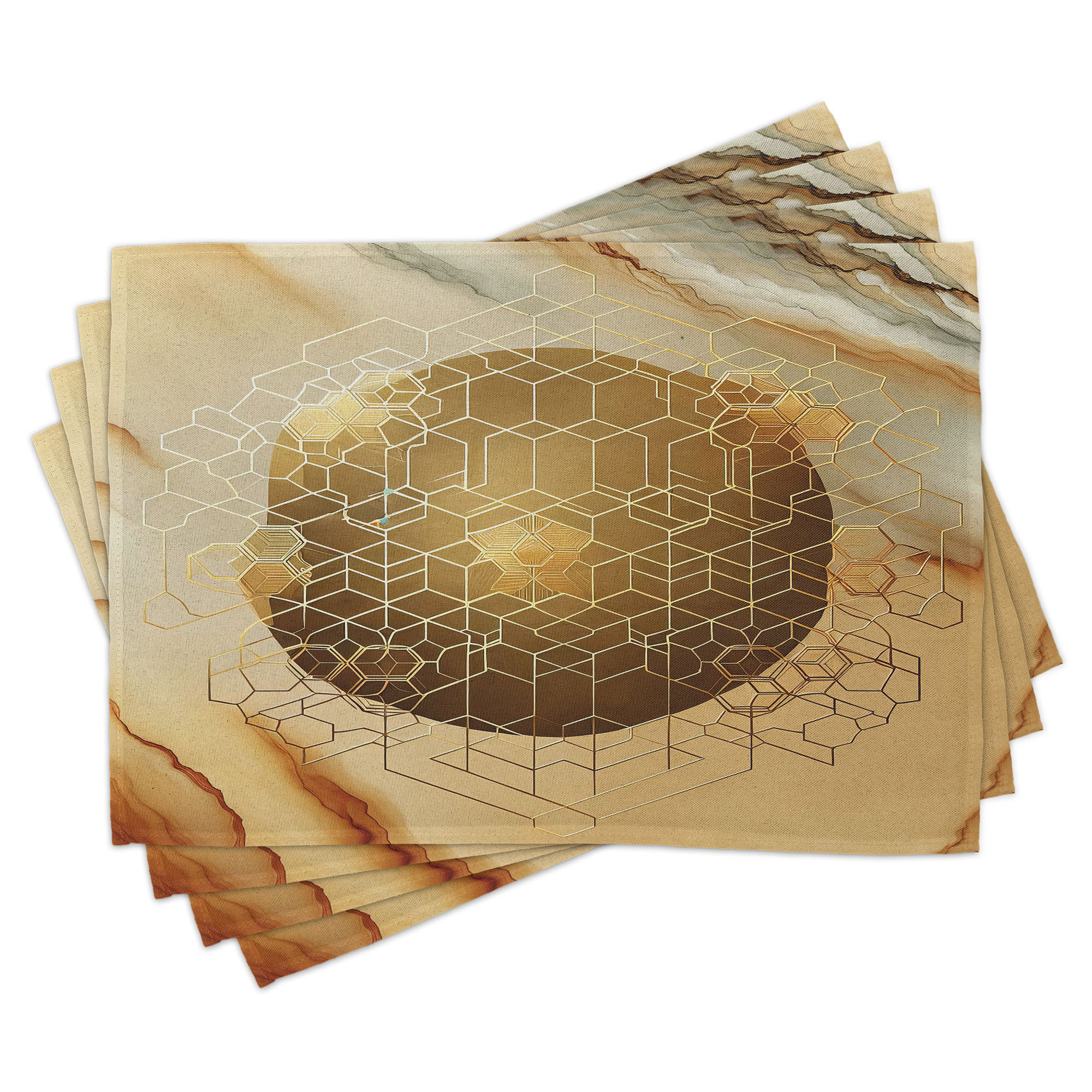 Ambesonne Yellow Place Mats Set of 4 Futurist Cubes Earthy Print ...