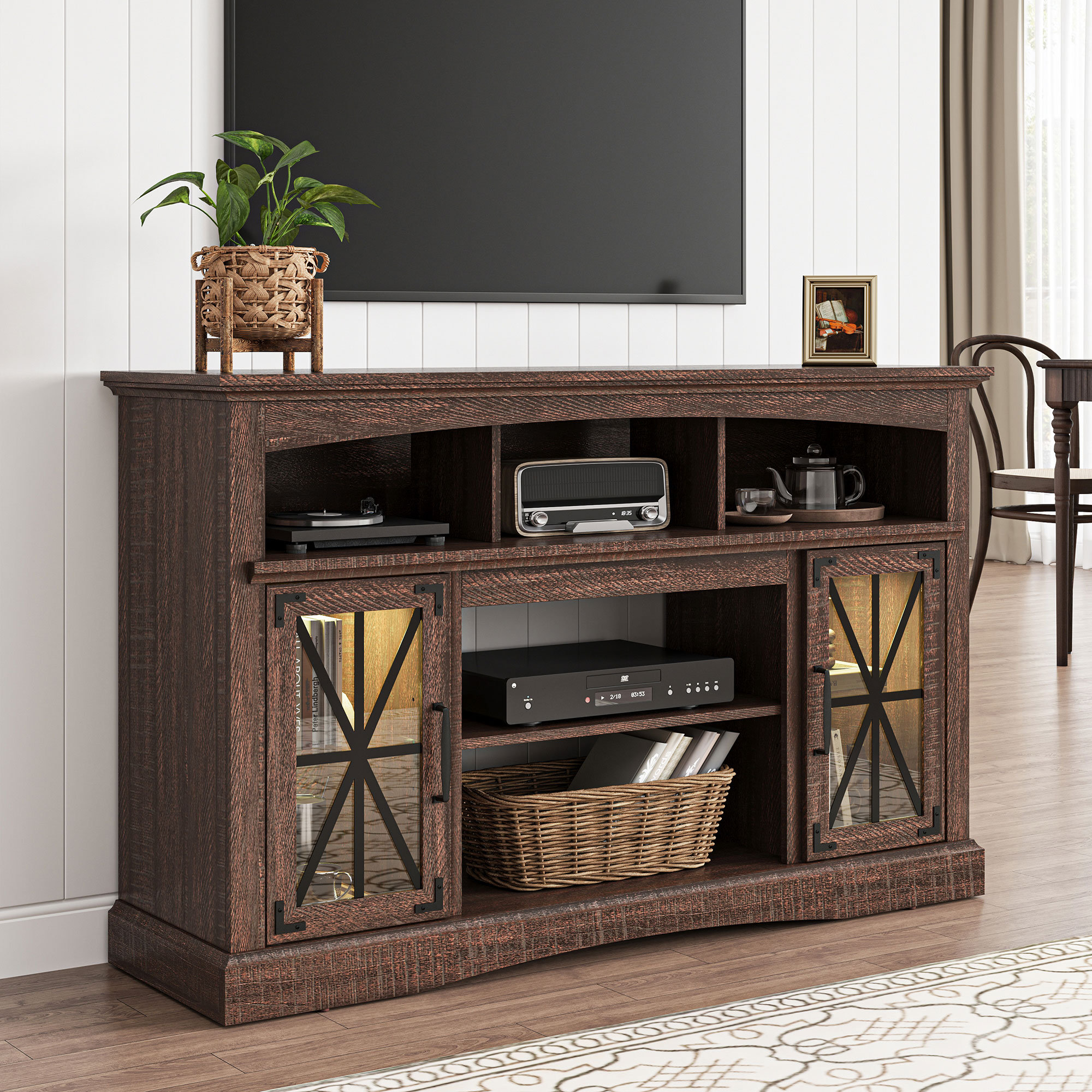 Laurel Foundry Modern Farmhouse Visconti LED Farmhouse Media Console ...