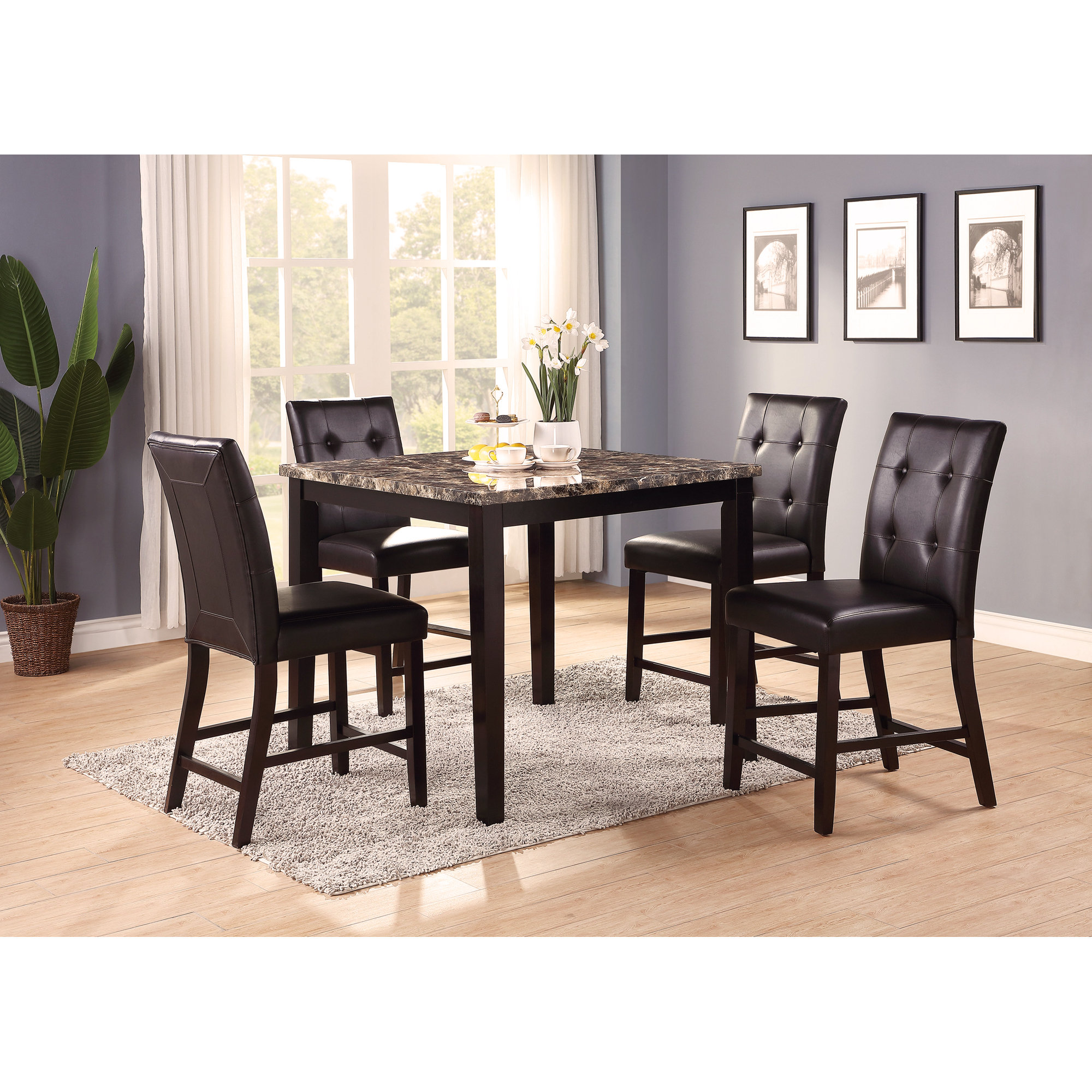 Lark Manor™ Contemporary Counter Height Dining 5pc Set Table w 4x ...