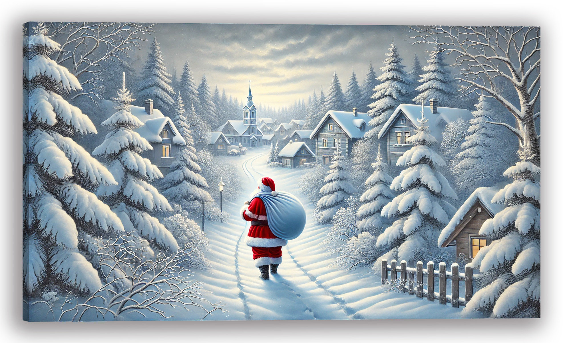 Alcott Hill® Santa's Village Stroll: Serene Snowfall on Christmas Eve ...