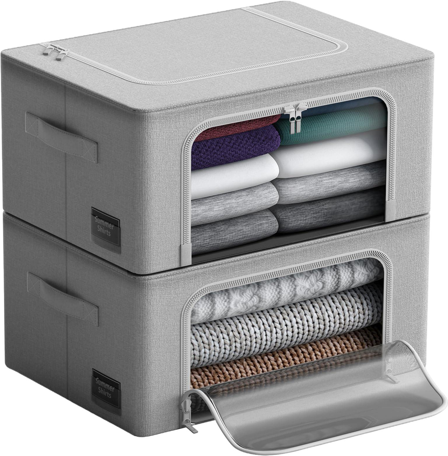 Latitude Run® Storage Bins With Metal Frame - Stackable & Foldable ...