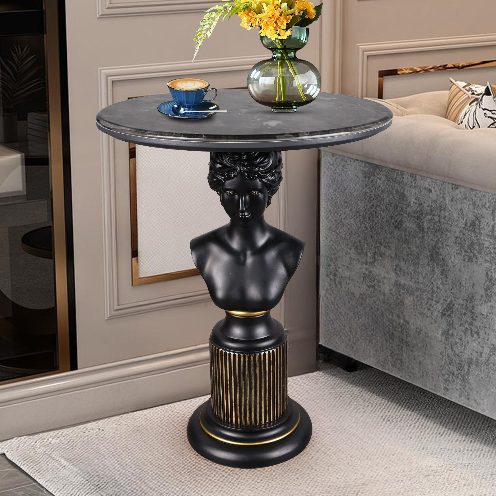Alcott Hill Unique End Tables Living Room - Modern Side Table Black ...