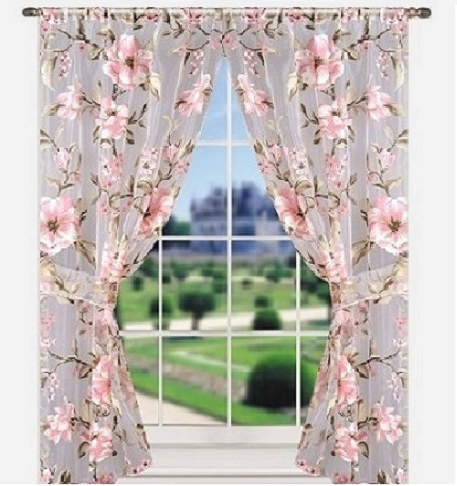 Ophelia & Co. Garfield Bath Window Floral/Flower Sheer Curtain Panels ...