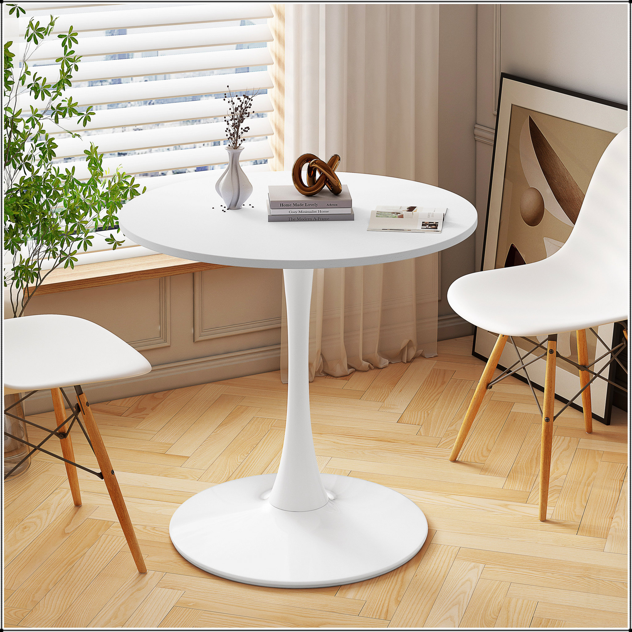 Ebern Designs 32"Modern Round Dining Table with Round MDF Table Top ...
