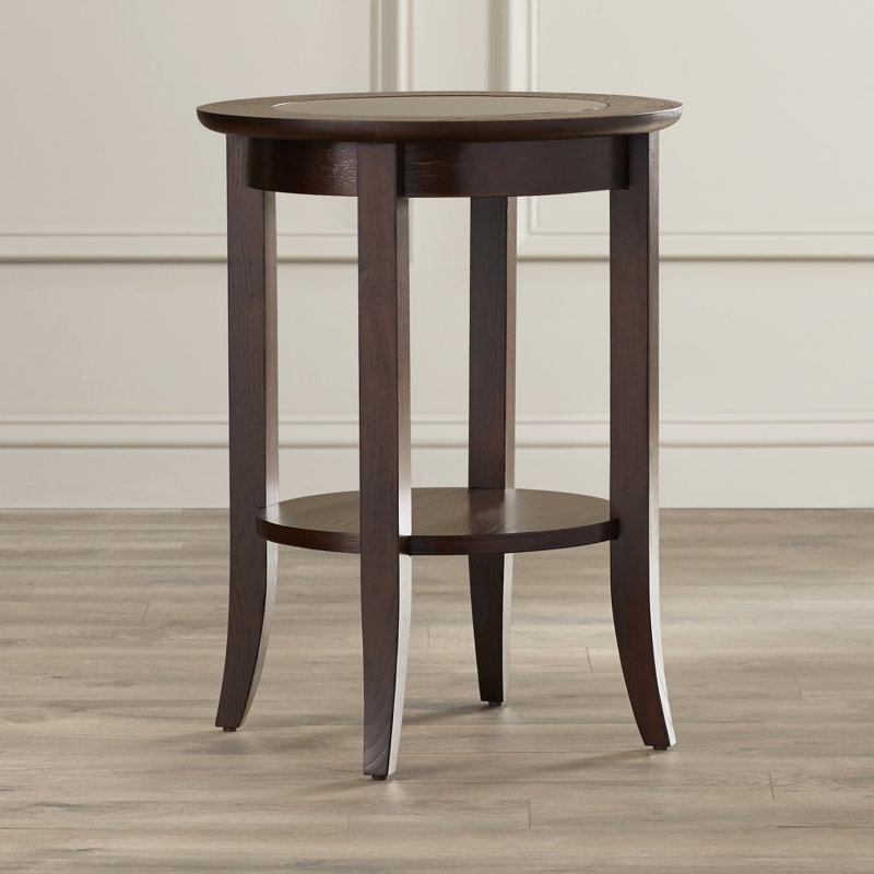 Charlton Home® Round Solid Wood Side Table inChocolate Oak & Reviews ...