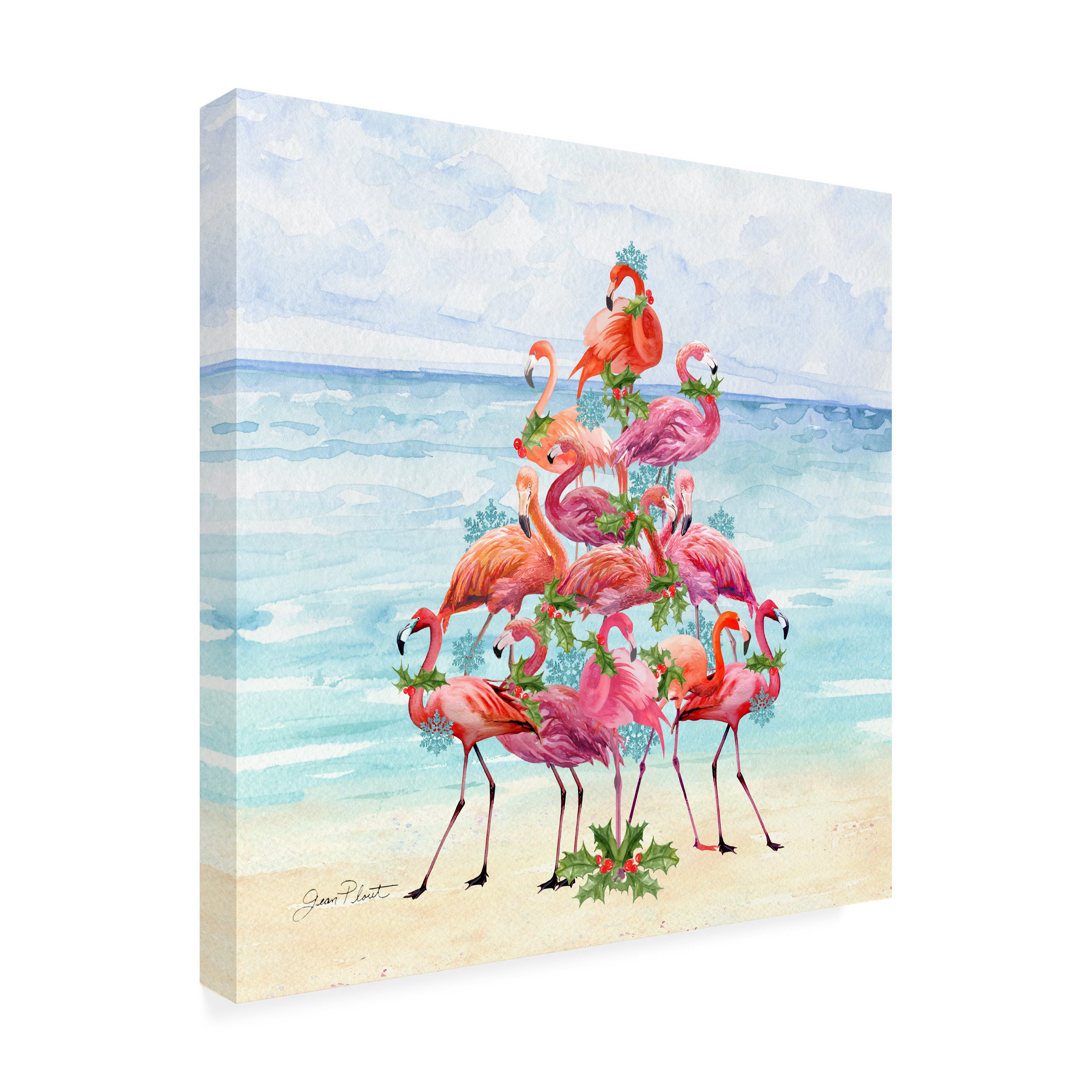 The Holiday Aisle® Coastal Christmas Flamingos II by Jean Plout ...
