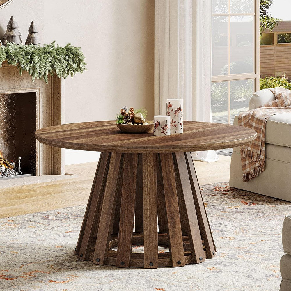 Millwood Pines 31.5" Round Coffee Table, Farmhouse Circle Coffee Table ...