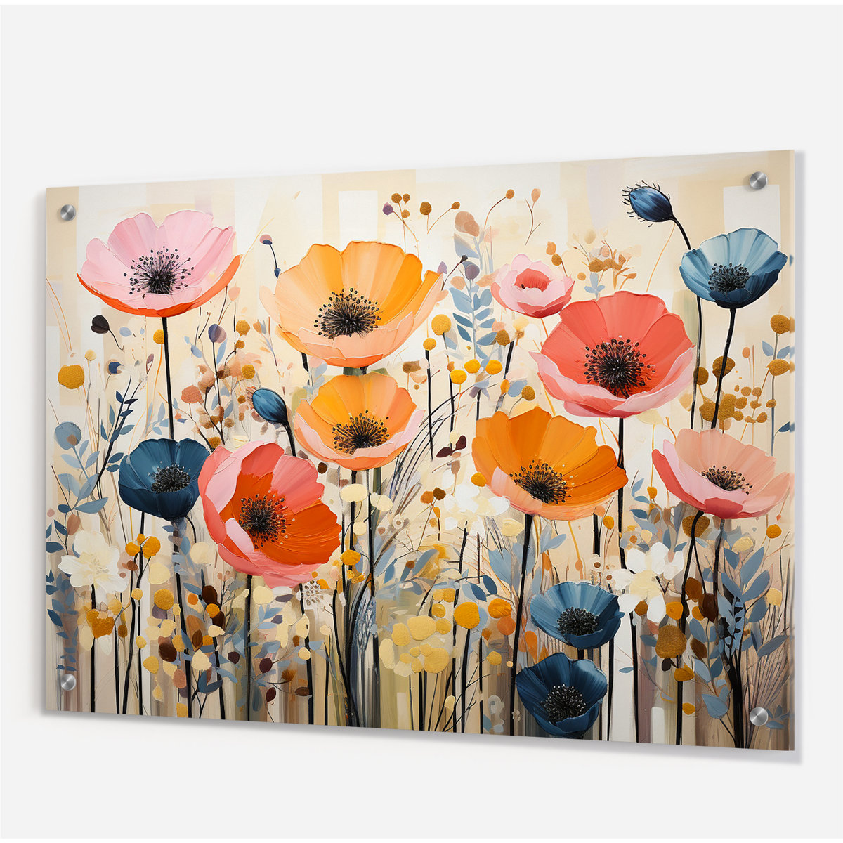 Lark Manor™ Coral Orange Whimsical Botanical Wilds I - Abstract ...