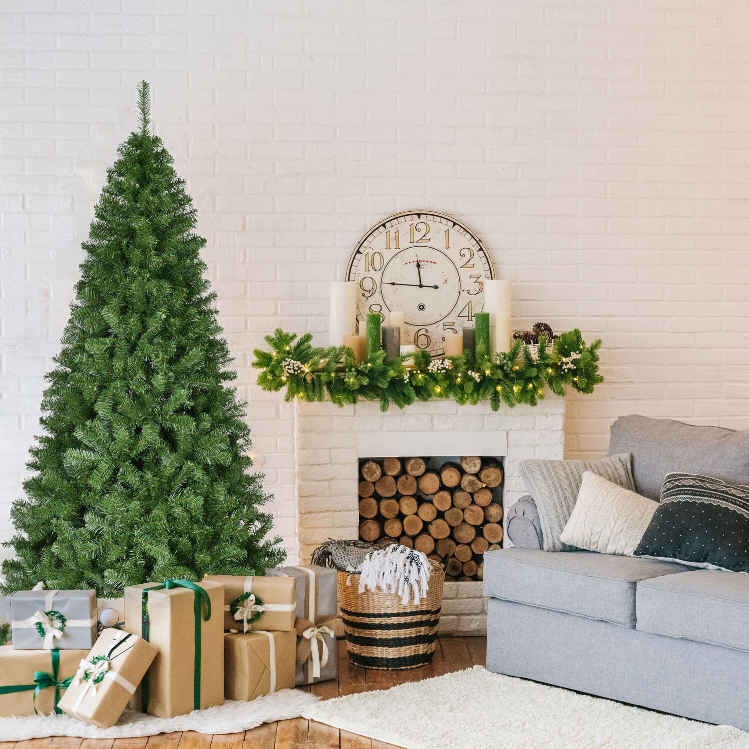 Christmas Time 6'6" H Slender Green Pine Christmas Tree | Wayfair