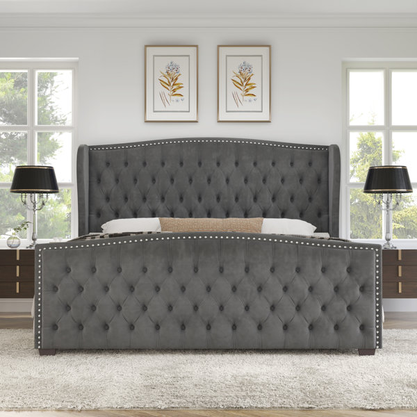 Willa Arlo Interiors DuJuan Deep Button Tufted Upholstered Bed with ...