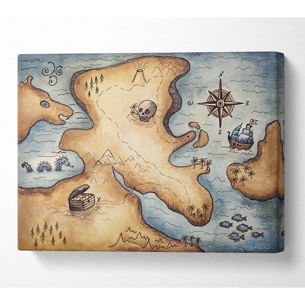 Breakwater Bay Pirate Treasure Map - Wrapped Canvas Print | Wayfair.co.uk