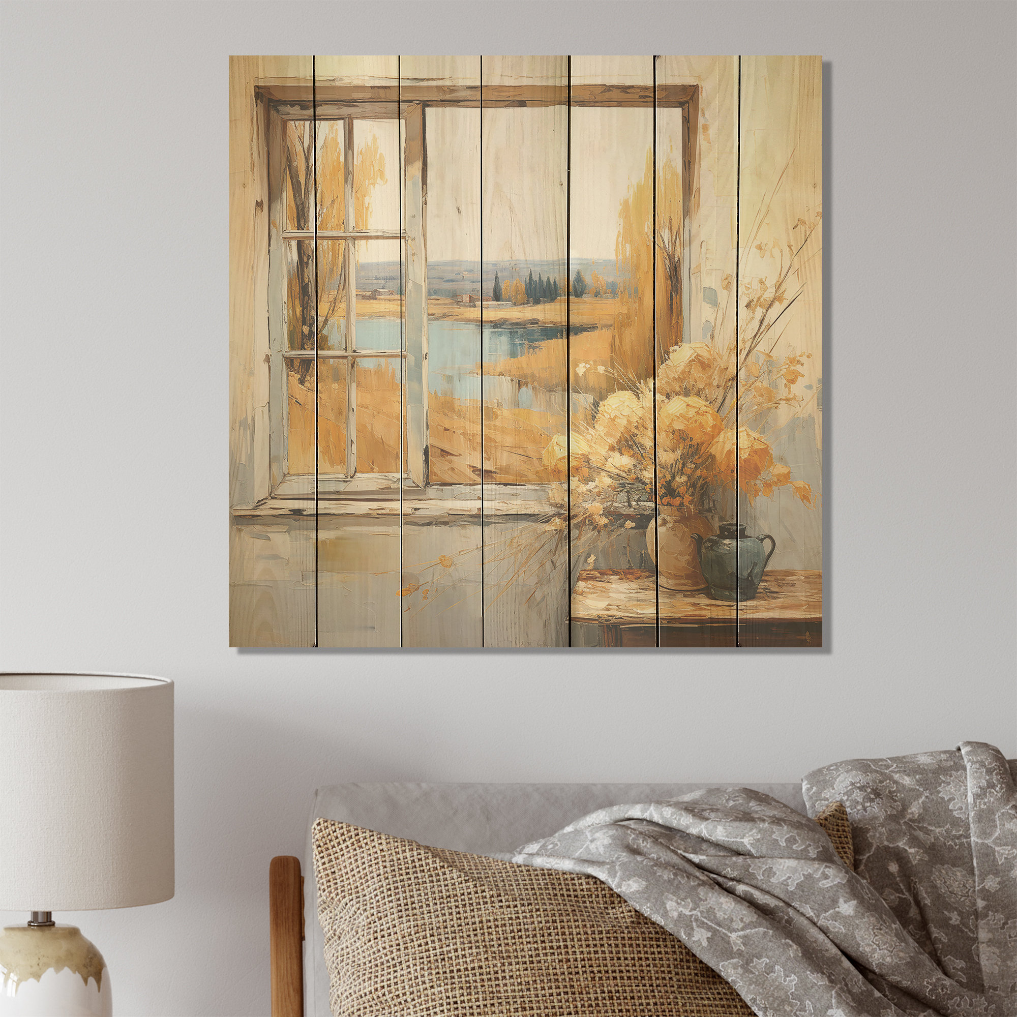 August Grove® Yellow Blooms Farm Windows Countryside IV - Farmhouse ...