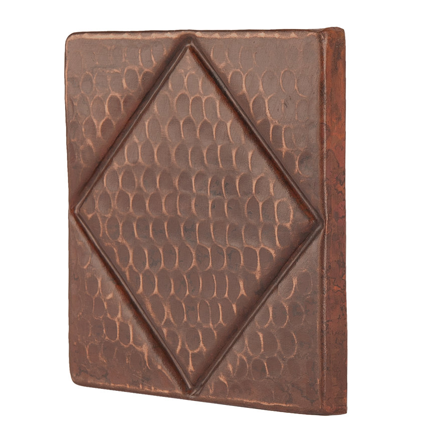 Premier Copper Products 4" x 4" Hammered Copper Tile with Diamond ...