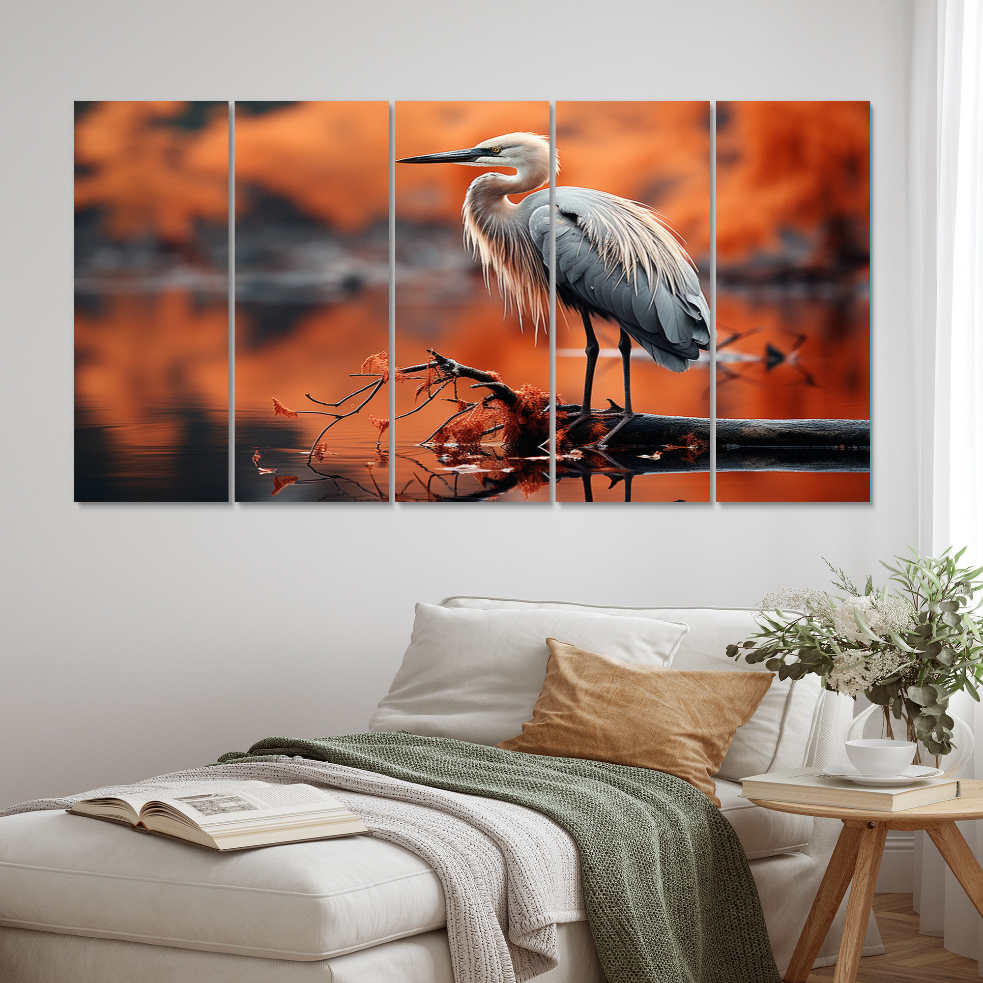 Dovecove Grey Red Heron Solitude - Animals Metal Wall Art Prints Set ...