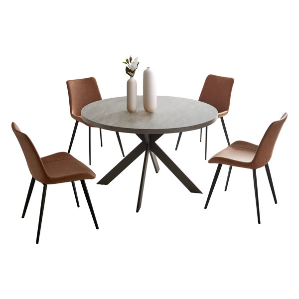 George Oliver 45.67''L Round Dining Table Set, Mid Century Modern Round ...