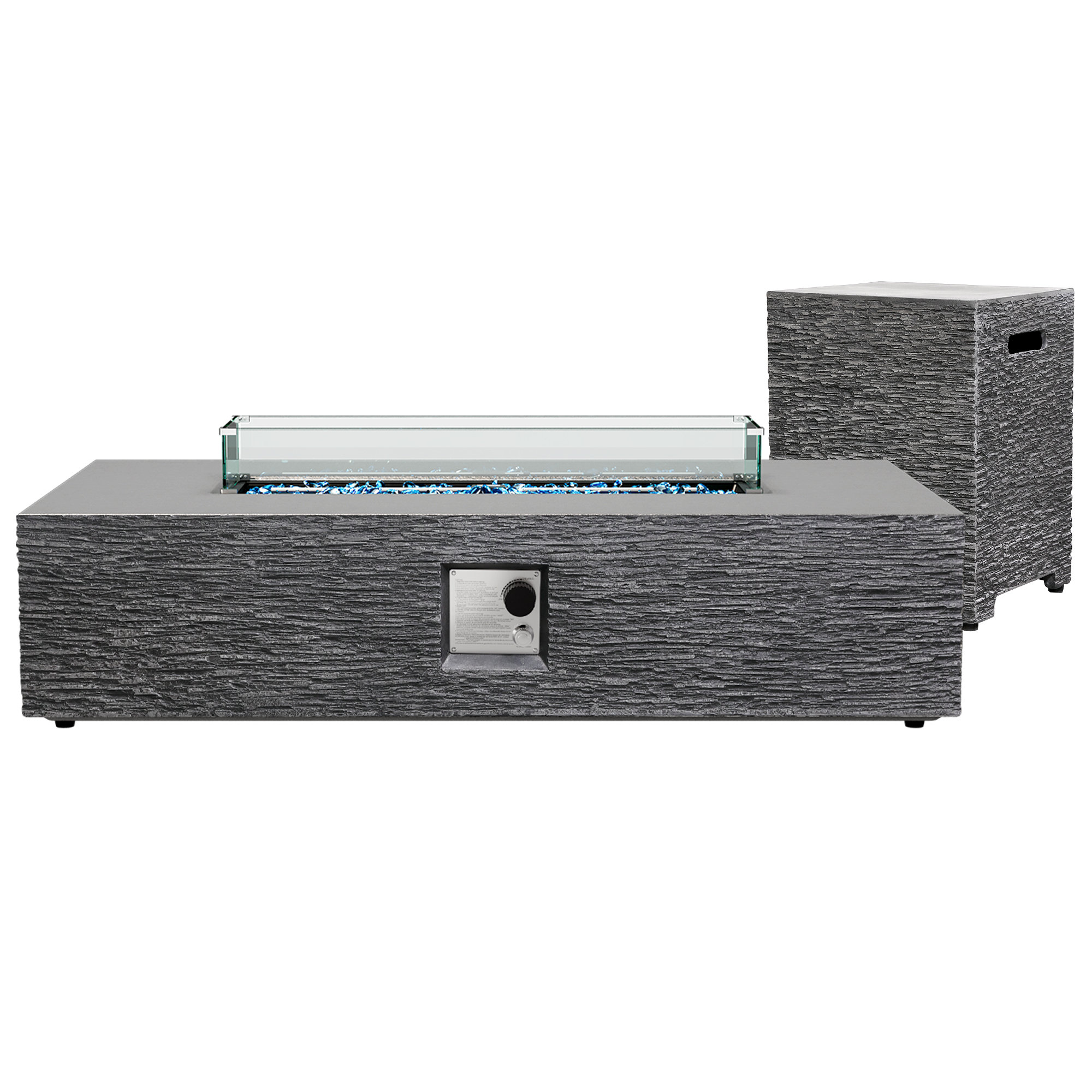 Latitude Run® 50,000 BTU 56 in. Rectangular Iron Propane Fire Pit Table ...