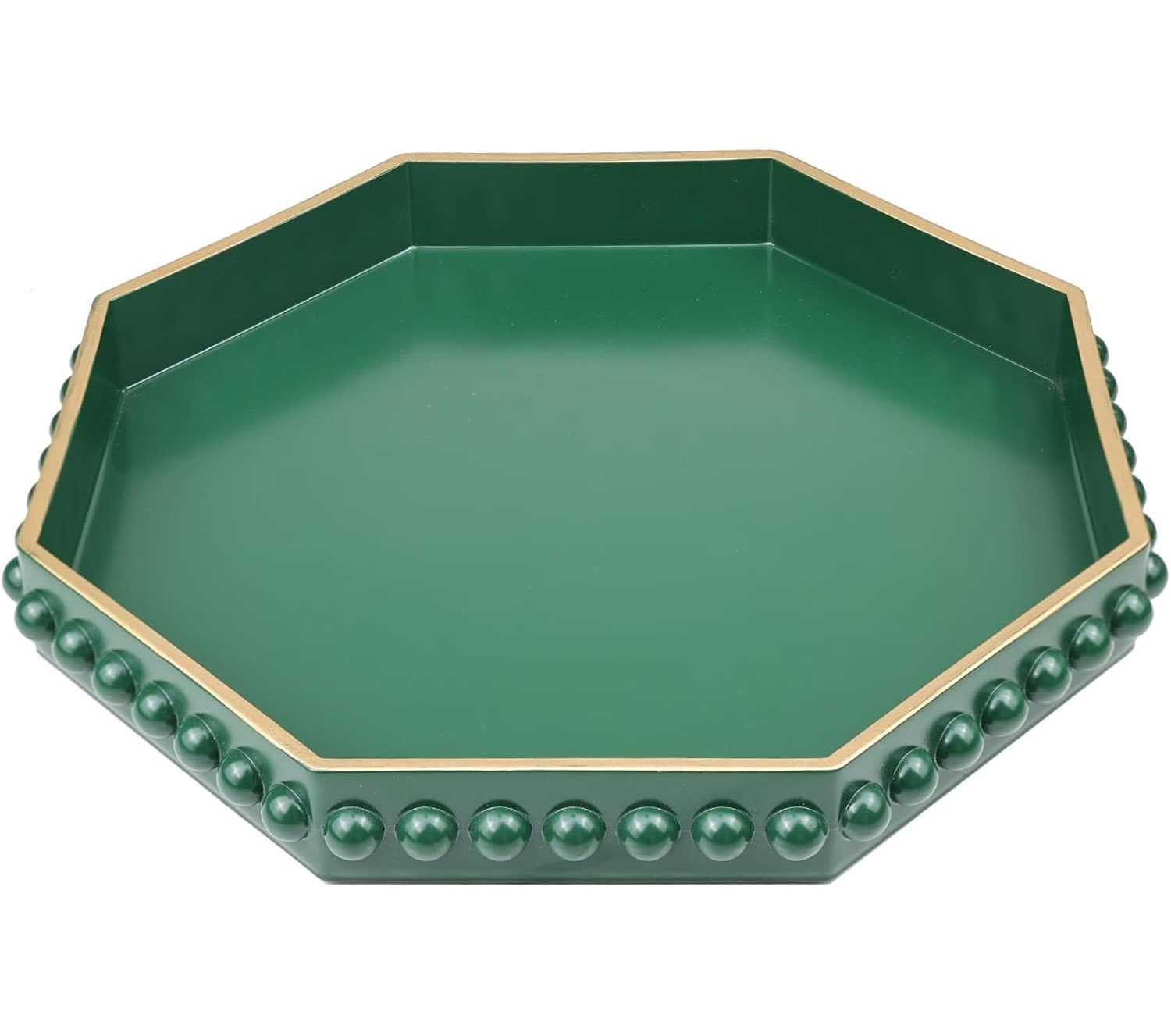 Everly Quinn Green Serving Tray For Coffee Table Octagonal Beaded ...