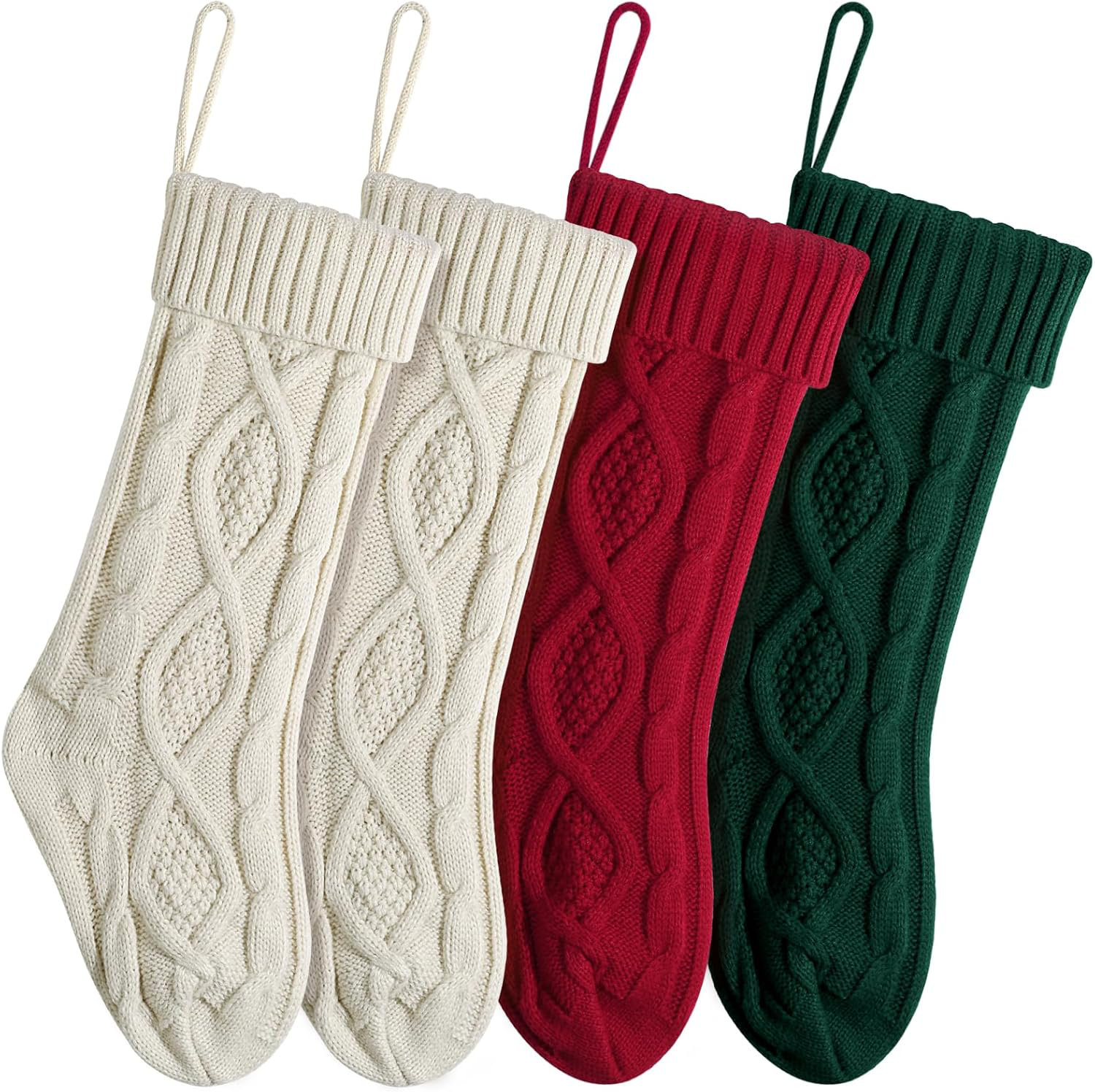 The Holiday Aisle® 4 Pack Christmas Stockings,18 Inch Large Size Cable ...