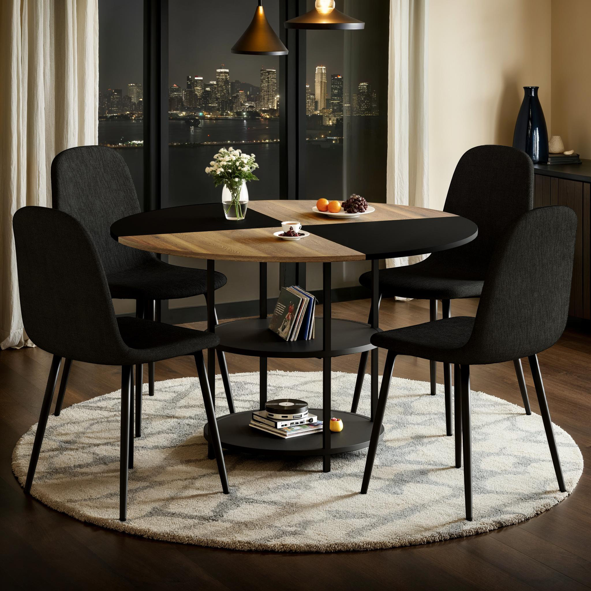 17 Stories 47.3" Circular Dining Table & 4 Chairs Set | Wayfair