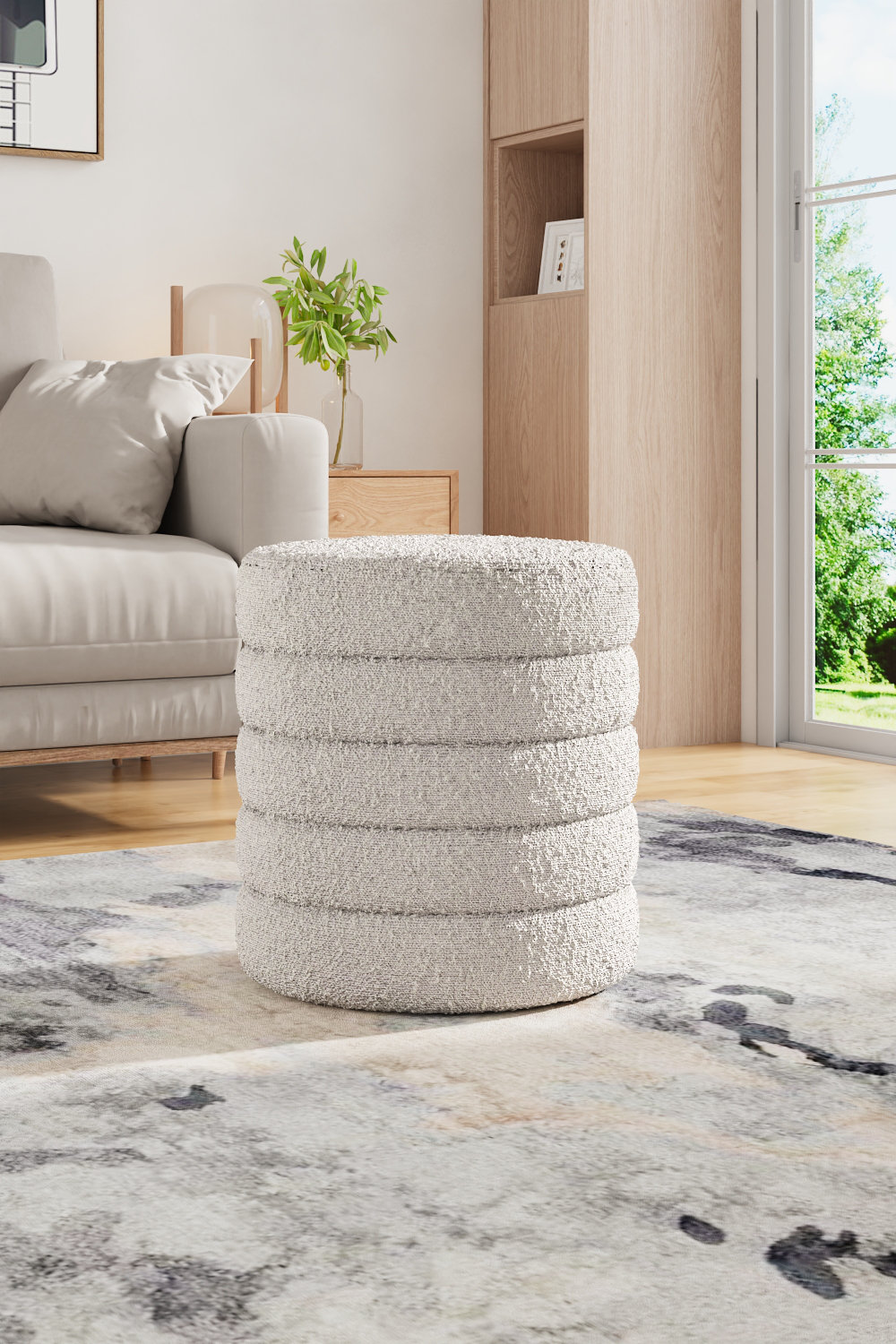 Latitude Run 45cm w Round Teddy Novelty Solid Colour Storage Footstool ...