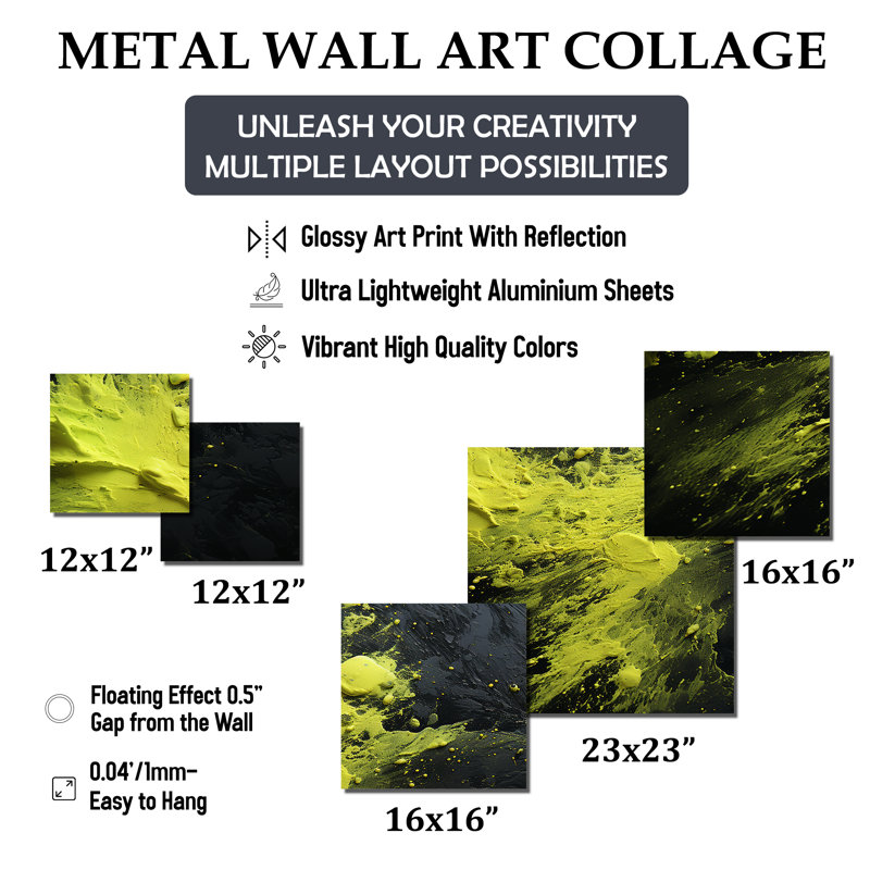 Ivy Bronx Green Spiral Neon Fusion 4 - Abstract Collages Square Wall ...