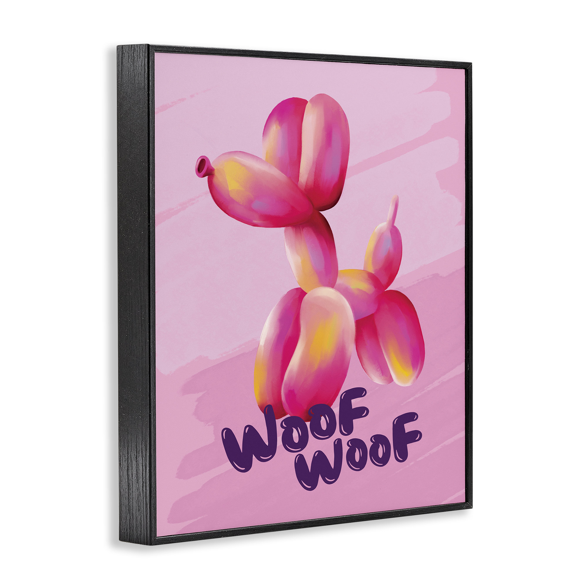 Stupell Industries Woof Balloon Dog Black Framed Giclee Art by Nataly ...