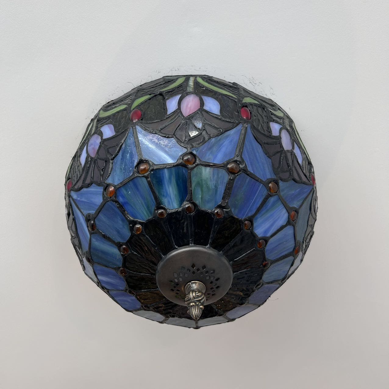 Astoria Grand Tiffany Ceiling Lights Fixture Blue Stained Glass Tulips ...