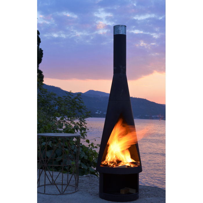Ebern Designs Zaymar 56.1" H Iron Wood Burning Outdoor Chiminea ...