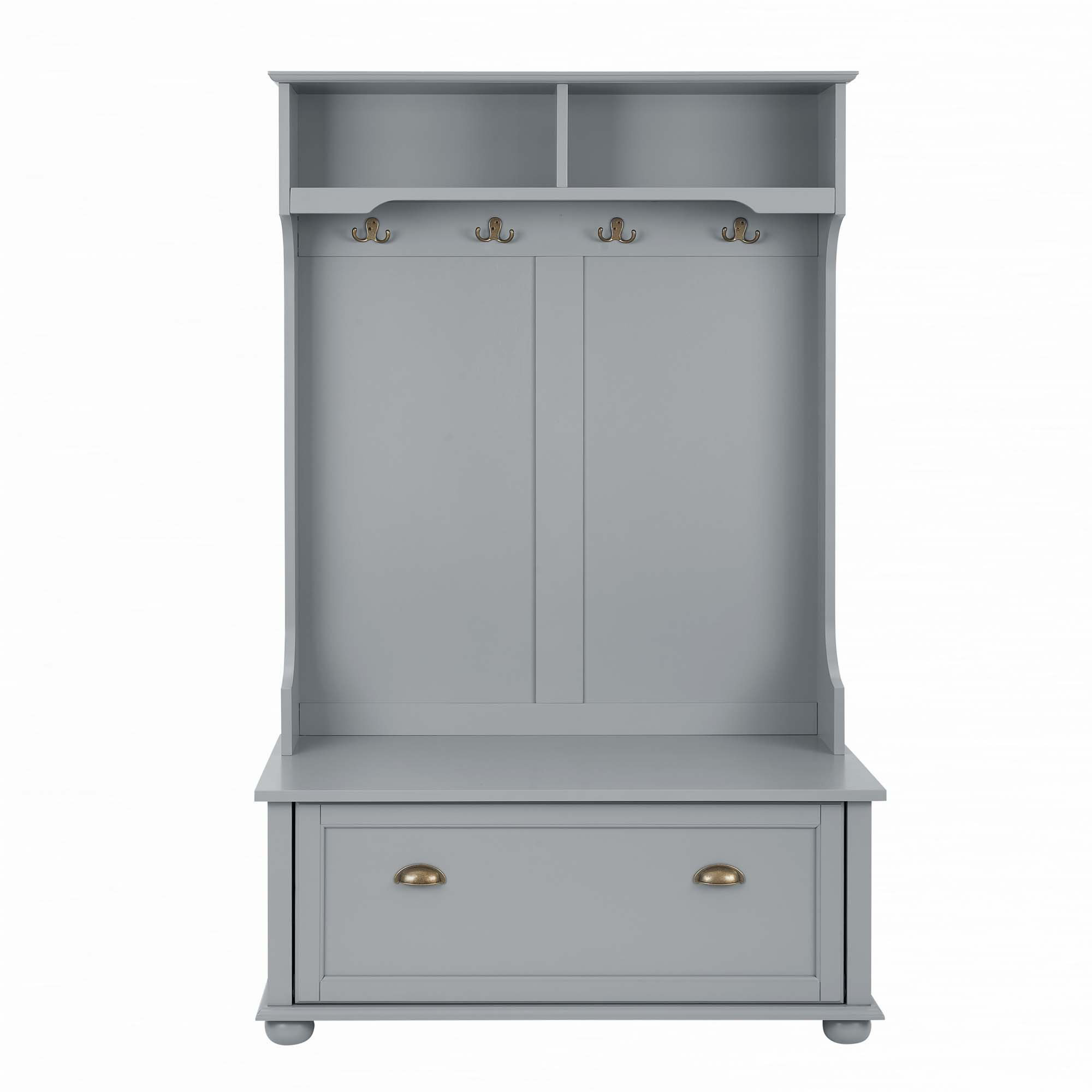 Gracie Oaks Classic Cosatal Style Hall Tree Entryway Bench With Open ...