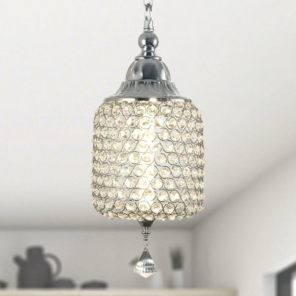 House of Hampton® Glam Crystal Pendant Light, Adjustable Height Ceiling ...
