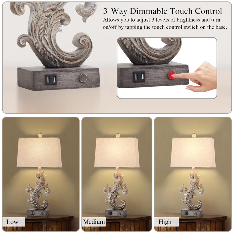 Ophelia & Co. Burrier Wood USB Table Lamp | Wayfair