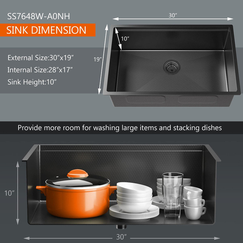 MENSARJOR 30 Inch Undermount Workstation Kitchen Sink - 16 Gauge ...