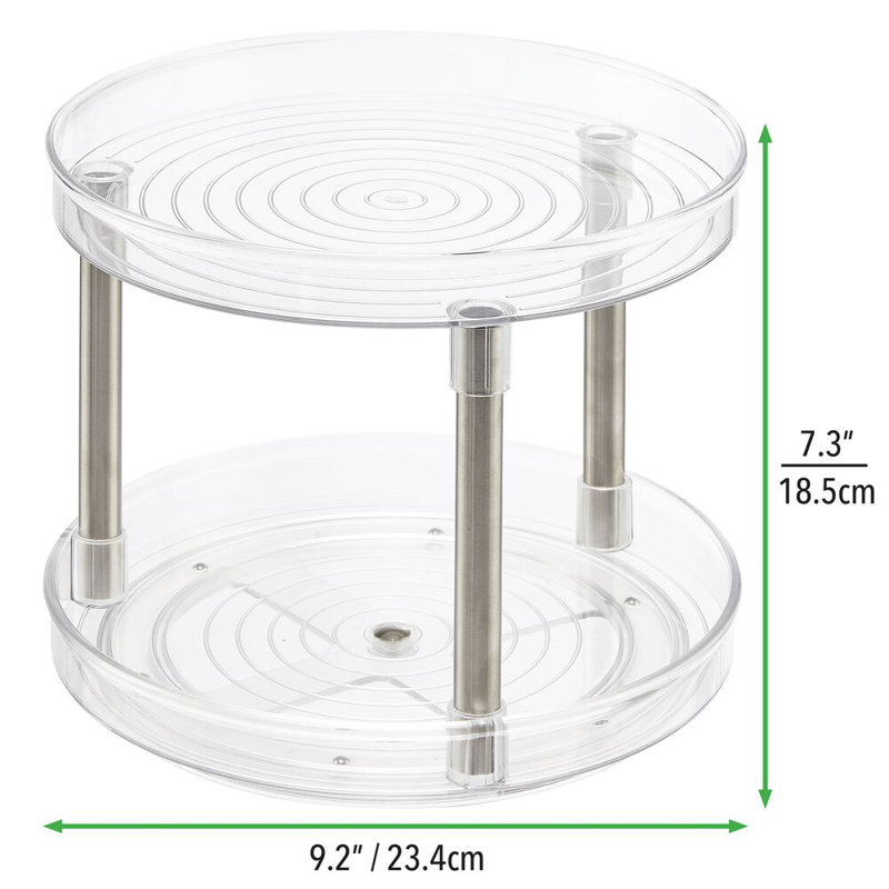 mDesign Spinning 2-Tier Lazy Susan Turntable Bathroom Storage Tower ...