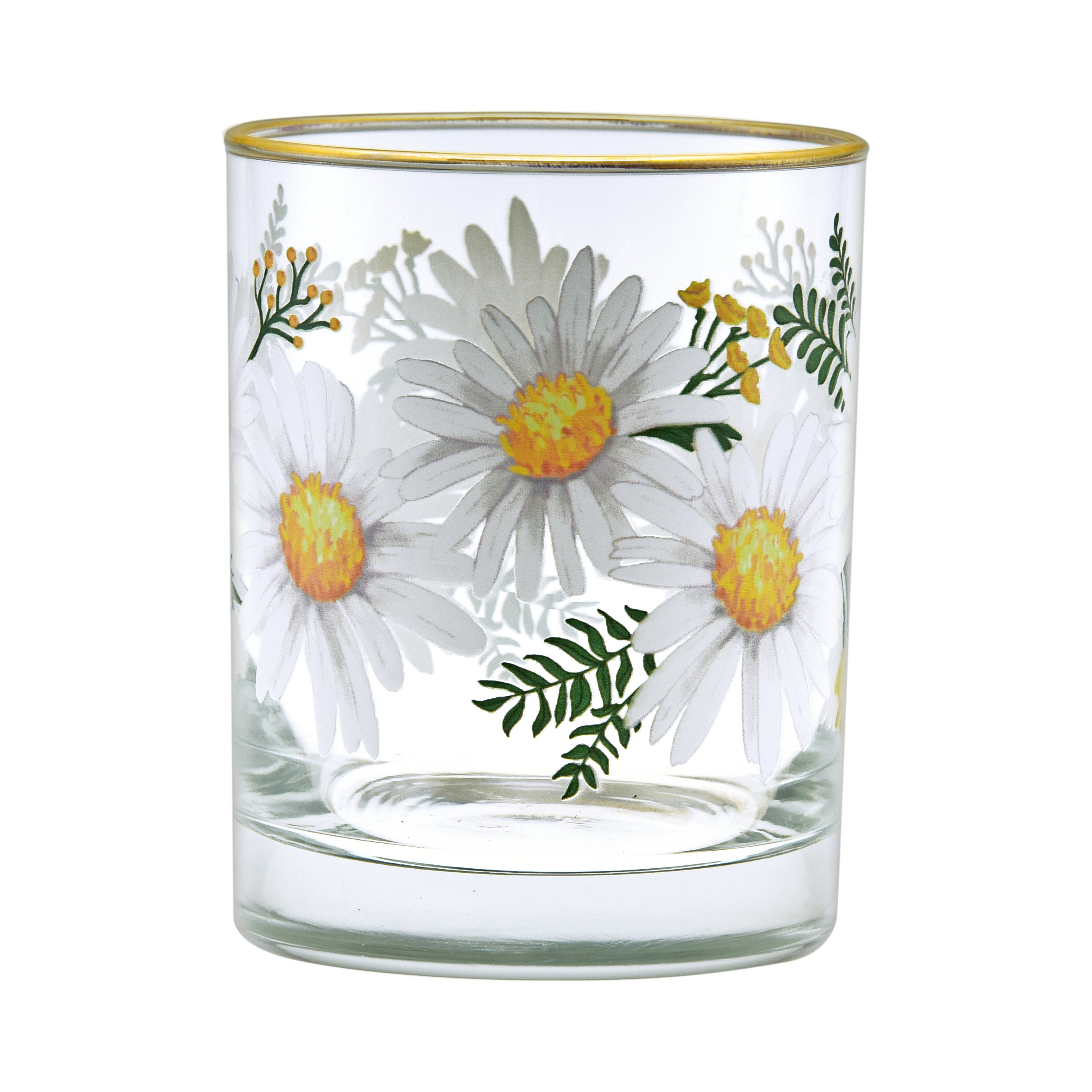Culver Culver White Daisies 22k Gold Rim 14 oz. Whiskey Glass | Wayfair