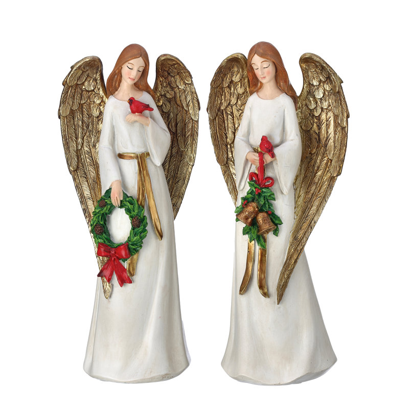Regency International 2 Piece Angel with Cardinal Wreath and Bells Set ...