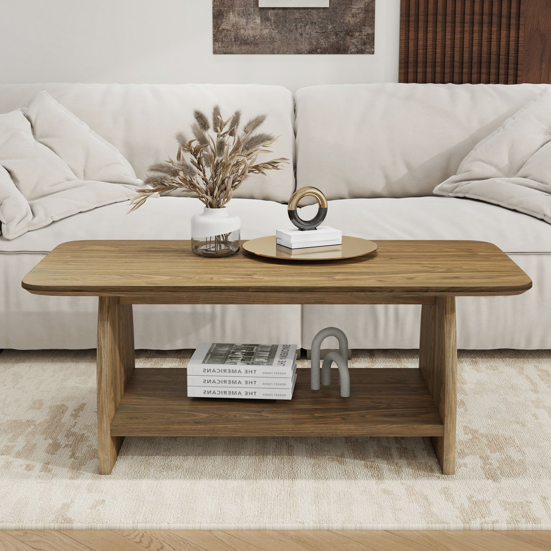 Ebern Designs Table basse double couche rectangulaire avec fonction de ...