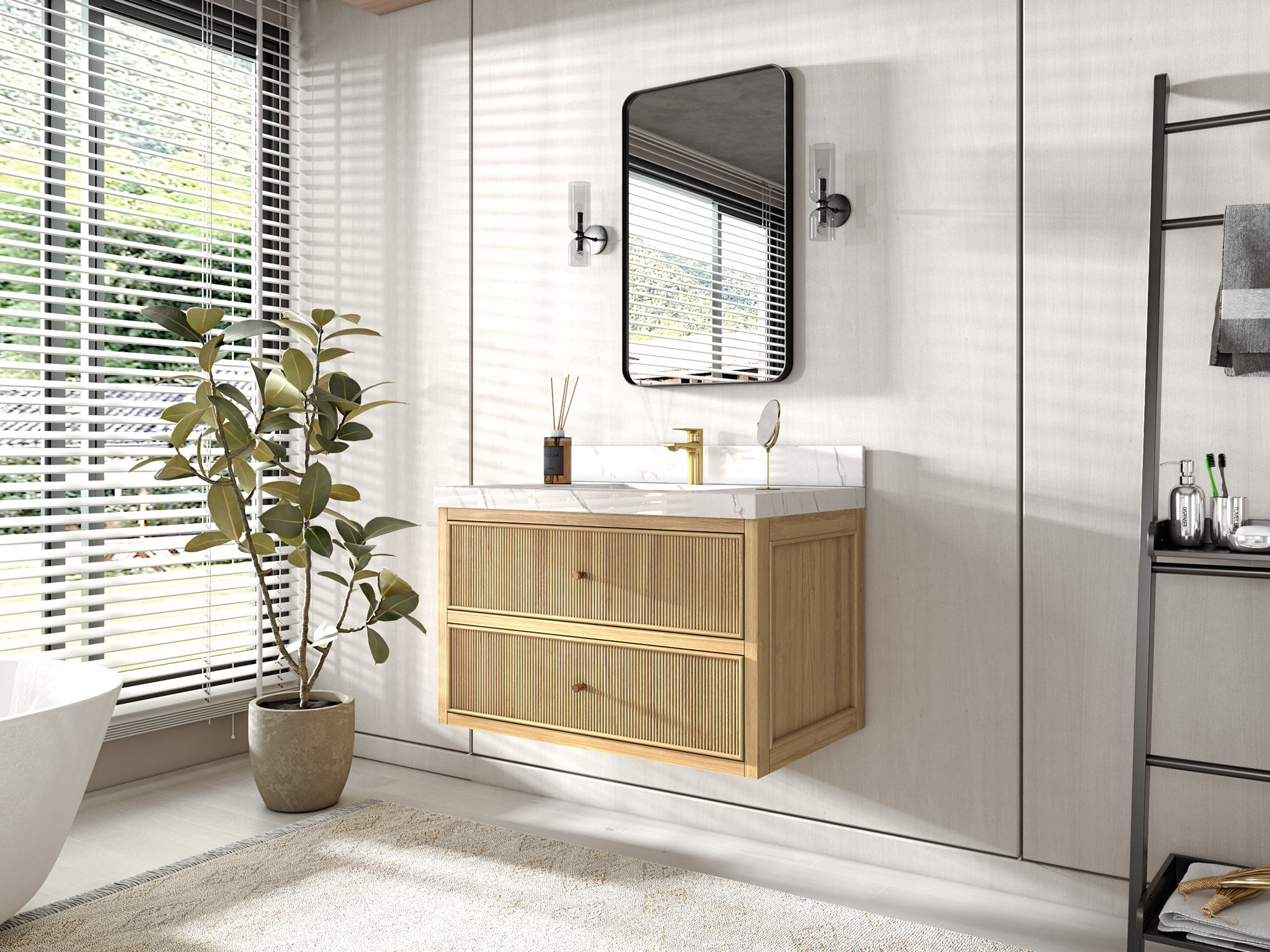 Foundry Select Velimir 36'' Single Bathroom Vanity with Quartz Top ...